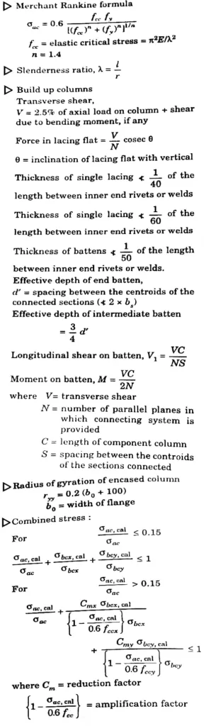 Steel Structure Compression Members Formula - Civil Engineering